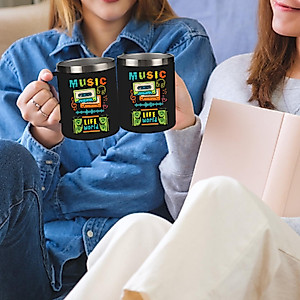 WFSJRED Theater Gifts 12 oz Insulated Mug for Coffee Mug with Leak-Resistant closeable hot lid for hot Drinks with Handle Broadway Gifts for Musicians (MUICE LIFE)