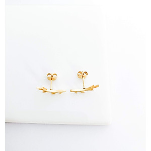 Altitude Boutique Deer Antler Earrings For Women | Tree Branch Crawler Stud Earrings | Outdoor Earring Cuffs Animal Earrings (Silver)