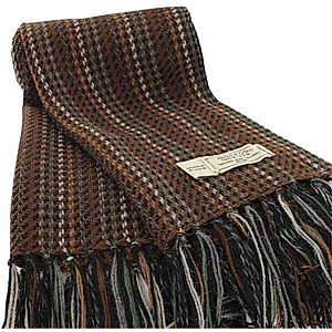 Mucros Weavers Mens Wool Scarf, Handwoven in Ireland, Traditional Fishermans Scarf (Brown)