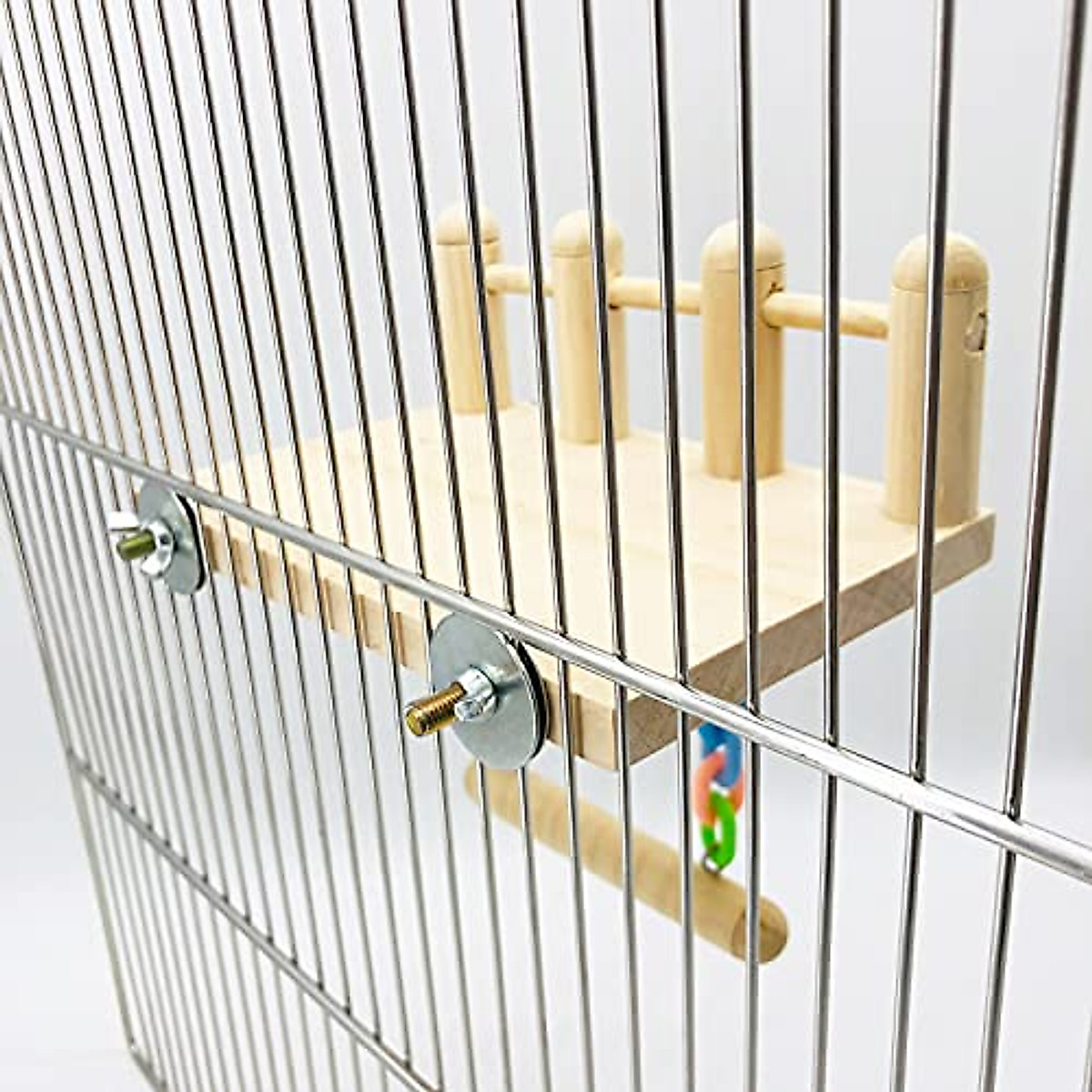 Bird Wooden Play Gyms Stands with Climbing Ladder and Acrylic Wood Swing for Green Cheeks, Lovebirds, Finches, Conures, Cockatiels, Parakeets, Bird Perches Cage Play Chewing Toys