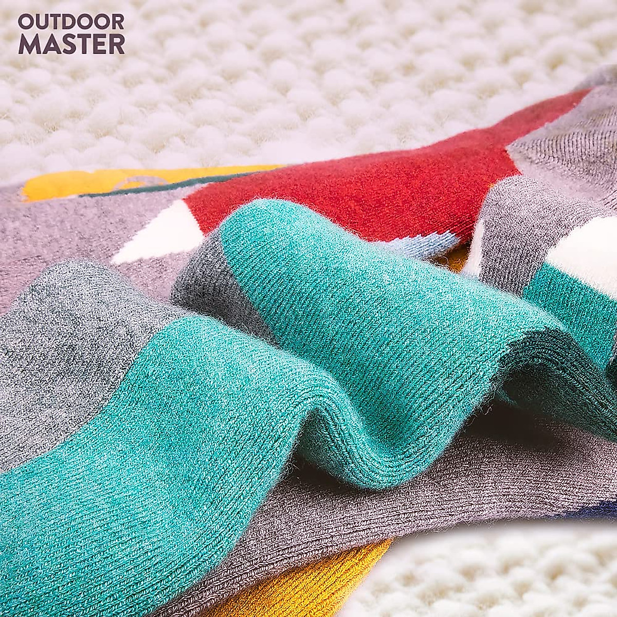 OutdoorMaster Kids Ski Socks - Merino Wool Blend, Over the Calf Design (S, Green - 2)