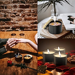 Upgraded 24 Pack Candle Tins 8 oz with Lids, Bulk Empty Candle Jars for Making Candles, Premium Metal Candle Containers, Round Candle Vessels Kit for Adults DIY Candle Making (Black and Wood Grain)