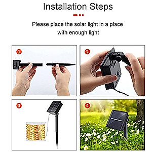 Soligh Solar Lights Outdoor String Waterproof Led Lights for Bedroom Patio Party Decorations Yard Garden Décor 2 Pack (Warm White)