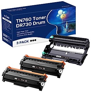 WEAREC Compatible TN760 Toner Cartridge and DR730 Drum Unit Replacement for Brother DR730 DR 730 TN-760 TN730 work with MFC-L2750DW HL-L2350DW DCP-L2550DW Printer (2 Toners, 1 Drum Unit, 3-Pack)