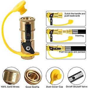 ATKKE Propane Quick Connect Adapter Fittings, 1/4” RV Quick Connect Disconnect Adapter Shutoff Valve Kit for Hook RV Hose Pipe Line, Gas BBQ Grill RV Camping