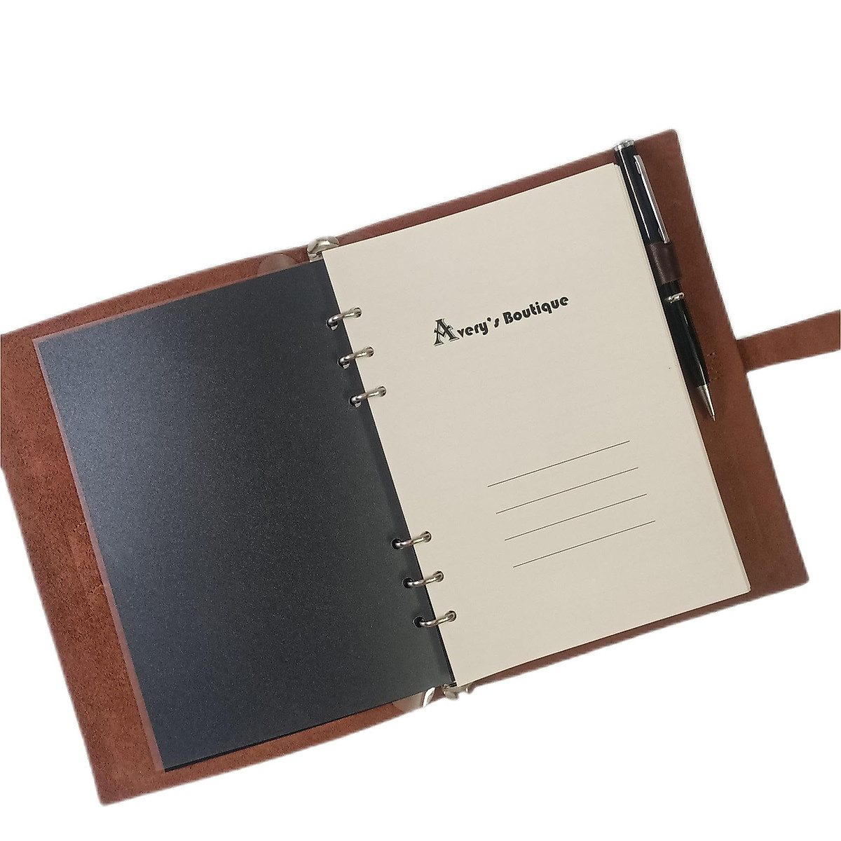 Spiral Genuine Leather Journal Writing Notebook, A5 Leather Cover Notebook for Men and Women, 6 Ring Binder Refillable Diary Notepads,Vintage Leather Business Planner, Personal Organizer (Coffe)