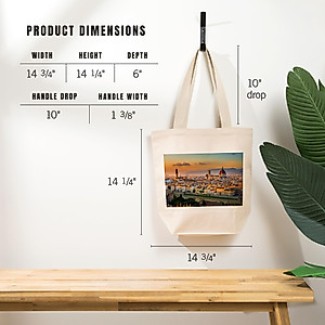 Lantern Press Florence, Italy, Sunset view of Duomo and City (100% Cotton Canvas Reusable Tote Bag)