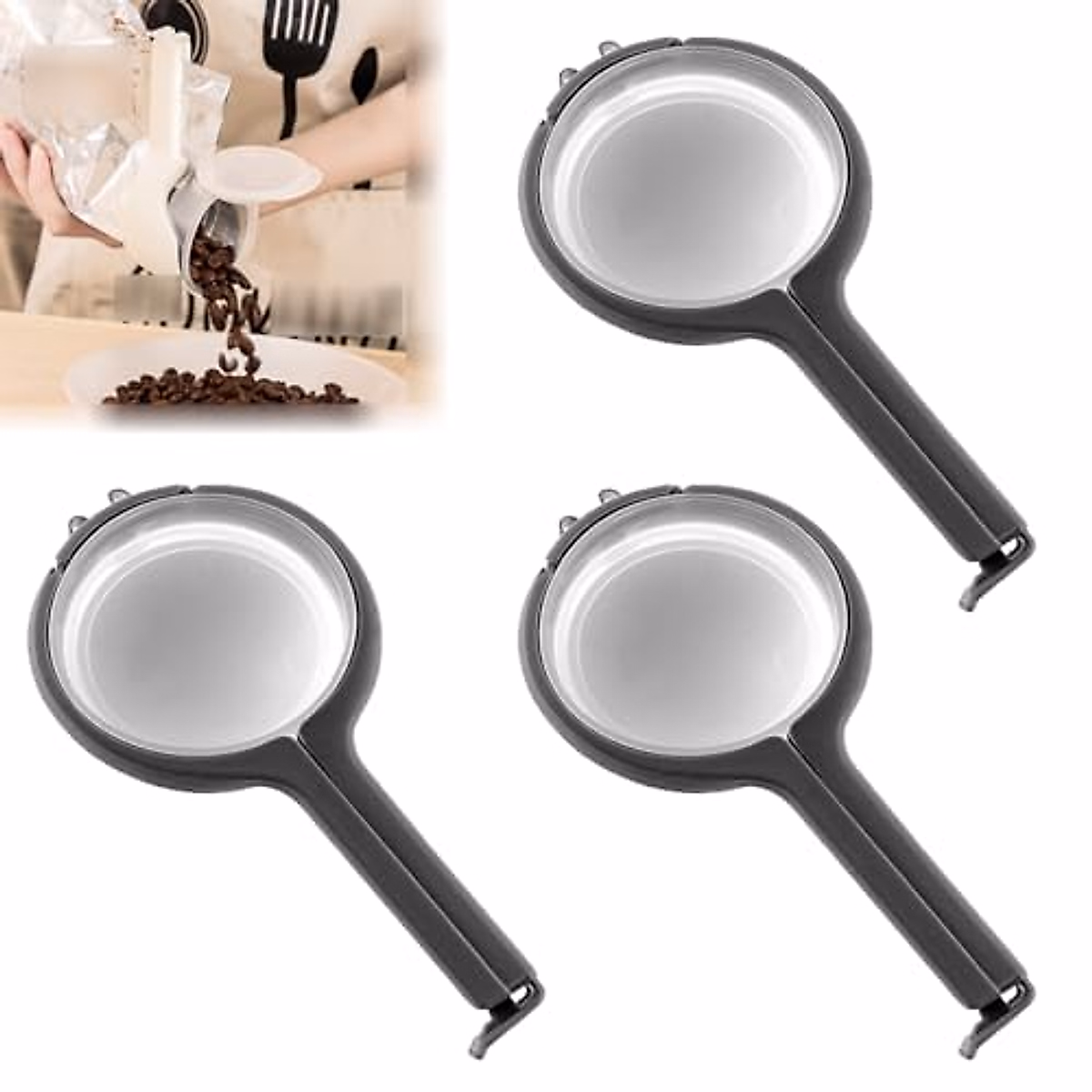 swmkwp Seal and Pour Bag Clip, Bag Clips with Pour Spout, Food Bag Clips with Pour Spouts, Reusable for Snack, Oats, Small Food, Liquid, Flour Food(B)