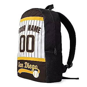San Diego Custom Backpack High Capacity,Laptop Bag Travel Bag,Add Personalized Name And Number，Gifts For Baseball Fans