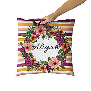 IWKWUZILM Custom Gifts Personalized Floral Pillow |10 Designs| Flower Pillow with Name Custom Name Pillow Cover Gifts for Girls - Christmas Mother's Day Birthday Gift idea (Mix Color, 18inX18in)