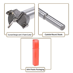 uxcell Forstner Drill Bits 16mm, Tungsten Carbide Wood Hole Saw Auger Opener Woodworking Hinge Hole Drilling Boring Bit Cutter Gray with Case
