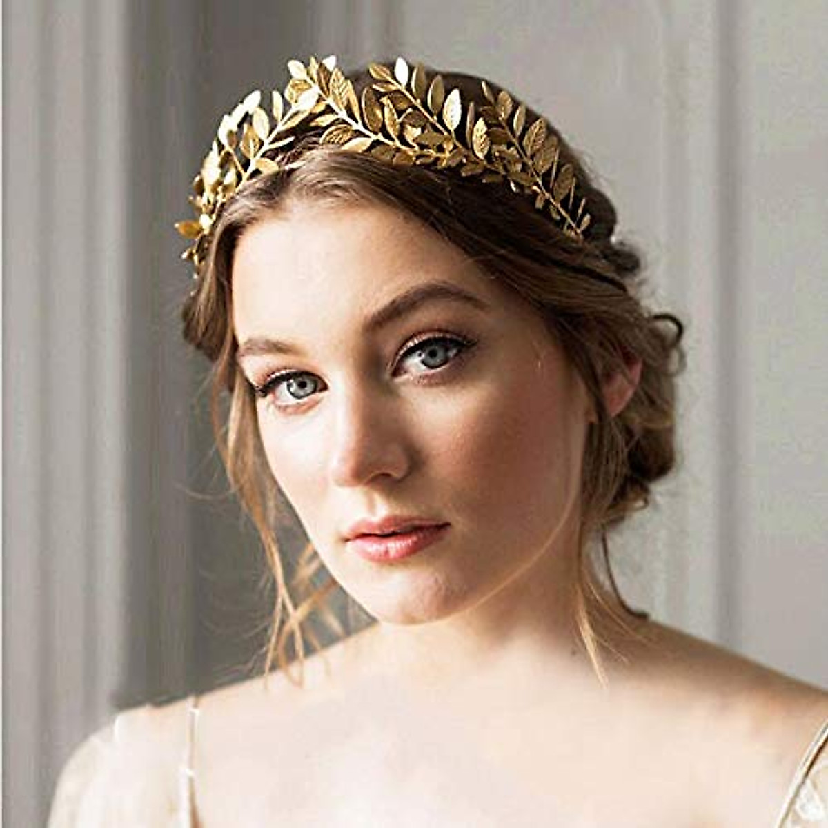 YallFF Greek Roman Laurel Leaf Bracelet Armband Golden Laurel Leaves Crown Tiara Costume Greek Goddess Headband Hair Comb Bridal Wedding Headpiece Hair Accessories