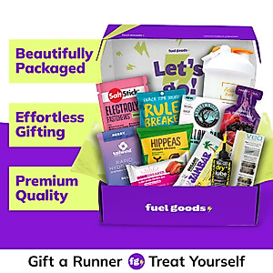 The Runner Box by Fuel Goods, Gift Box for Runners (11-12 Items), Running Accessories, Energy Bars & Nutritional Snacks, Runner Birthday Gift, Subscription Box, Unique Gifts