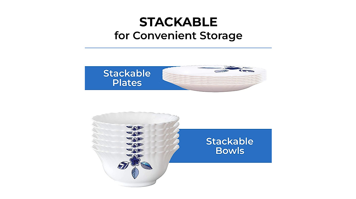 Borosil Gourmet Dinnerware Set for 6 | Chip-Resistant Opal Glass