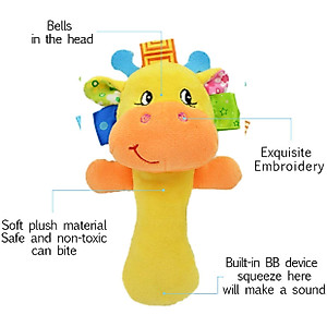 Cartoon Stuffed Animal Baby Soft Plush Hand Rattle Toys Infant Dolls - Giraffe and Monkey