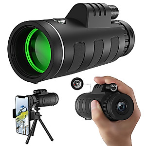 Fairy Sword 12x50 High Definition Monocular Telescope with Smartphone Adapter, BAK4 Prism FMC Monocular with Clear Low Light Vision for Wildlife Hunting Camping Travelling（LD006-00A-4）