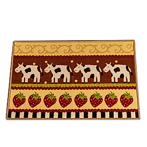 SCENNEW Kitchen Rugs and Mats Non Slip Kitchen Mats Large Size Floor Runner Long Mat, 20''x32''+20''x59'', Strawberry