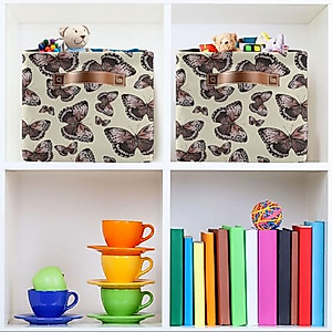 Butterflies Storage Basket Bins Sturdy Toy Storage Organizer Bins Laundry Basket with Handles for Living Room Clothes Nursery Closet Shelf Playroom,2 pcs