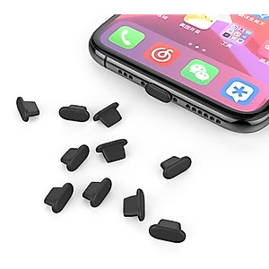 (10 Pieces) Anti Dust Plugs for iPhone 14, 13, 12, 11, Pro, X, Xs Max, XR, 8, 8 Plus, 7, 7 Plus, 6 Plus, 6s Plus, 6, 6 Plus, SE, iPhone Lightning Port Cover for iPhone iPad Mini/Air iPods,Black