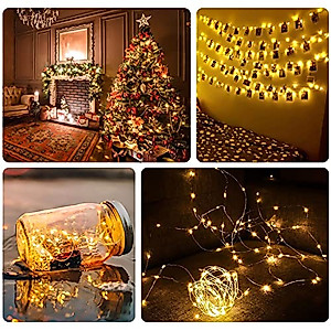 HAOBAOBEI USB Christmas Lights Plug in, 66ft 200 Led Silver Copper Wire Fairy String lights with Remote, Warm White Firefly Twinkle Lights for Bedroom Party Centerpiece Patio Christmas Tree Decoration