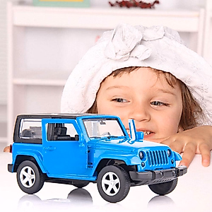 BDTCTK 1/42 Scale SUV Wrangler Car Model Toy Zinc Alloy Die-Cast Pull Back Vehicles Kid Toys for 4 5 6 Year Old Boy Girl Gift(Blue)