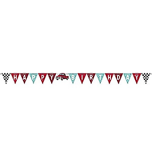 Creative Converting Vintage Red Truck Banner, 1 ct, 66" x 6"