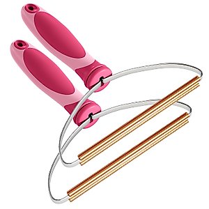 Pet Hair Remover, Deep Cleaning Dog Cat Hair Remover, Lint Cleaner Pro, Fur Removal Tool, Portable Carpet Scraper Rake, Fuzz Hairball Shaver for Carpet, Car Mat, Couch, Pet Bed, Rug - Rose Red, 2 Pack