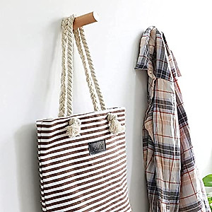 Eardion 8 Pieces of Wooden Coat and Hat Bathroom Hook Wall Retro Single Storage Hanging Hanger, Beech Wood Square and Mid-Slope Handmade Craft Bath Towel Hat Hanger