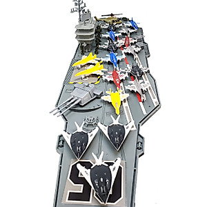 33 Inch Aircraft Carrier with Soldiers Jets Military Vehicles (18 Fighter Jets)
