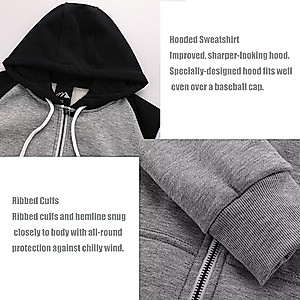 OHSNMAKSL Men's Full Zip Hoodie Fleece Jacket Sweatshirt Lined work coat 21-M-WY-08#Grey-L