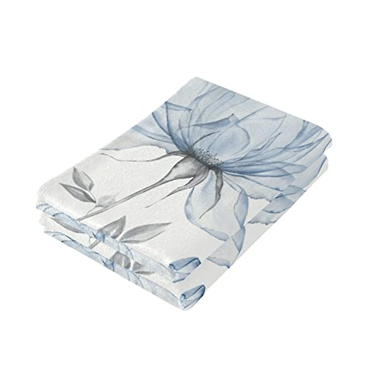 Jucciaco Blue Hand Towel for Bathroom Kitchen, Absorbent Blue Floral Flowers Bath Hand Towels Decorative, Soft Polyester Cotton Towels for Hand, 28x14 inches, Set of 2