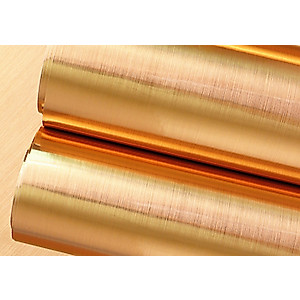 REDODECO Metal Look Adhesive Paper Film Vinyl Self Adhesive Waterproof Anti Greasy Counter Top Peel Stick Metallic Gloss Shelf Liner for Kitchen Cabinet,15.8inch by 100inch Gold