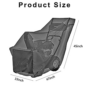 WOMACO Snow Blower Cover Heavy Duty Waterproof Two Stage Snow Thower Cover Snowblower Protector Shield for Universal Electric 2 Stage Snow Machine (47" L x 33" W x 45" H, Black)