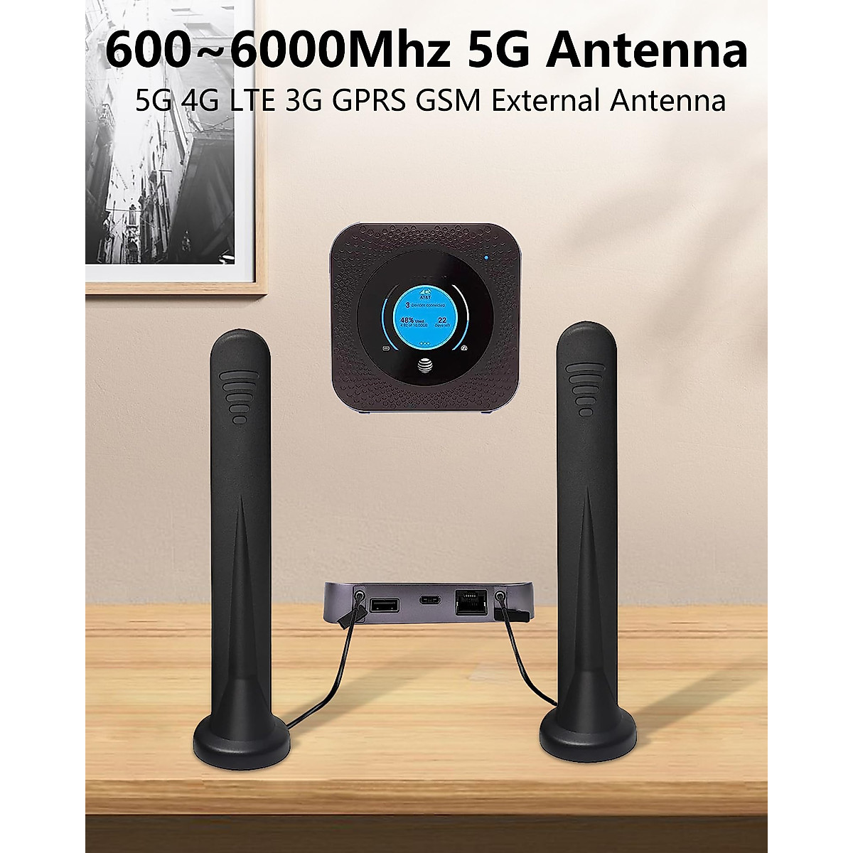 TS9 Antenna, 12dBi External 5G 4G LTE GSM Magnetic Base Antenna,Compatible with Netgear AT&T Nighthawk M6 MR6110 MR6500 M5 MR5100 MR5200 M1 MR1100 LB2120 Hotspots Router 2 Pack
