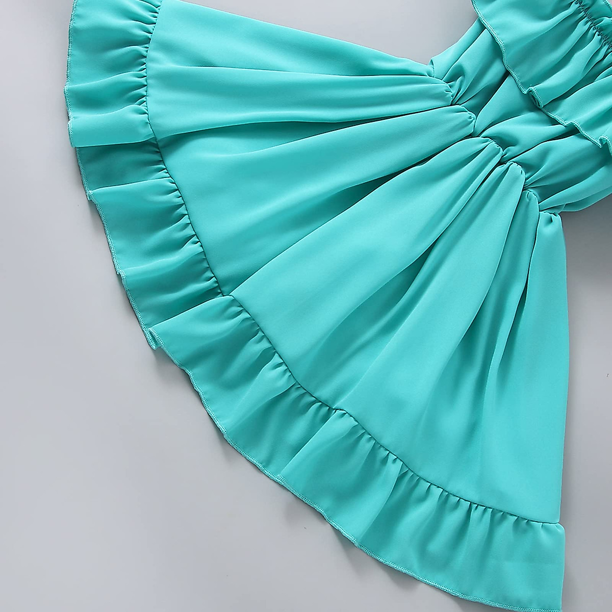 VINUOKER Toddler Baby Girls Princess Party Dress Little Girl Summer Solid Dress Off-Shoulder Suspender Sundress Toddler Girl Summer Outfit Tiffany Blue