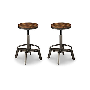 Signature Design by Ashley Torjin Industrial 24" Adjustable Height Barstool, 2 Count, Brown