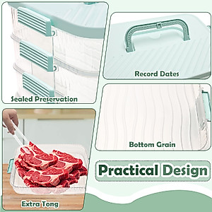 Food Storage Containers, Deli Meat Container for Fridge with Tong Cookie Containers with Lids Airtight Dumplings Freezer Containers for Deli Meat, Seafood, Dumplings, Cheese and Cookies (4 layer)