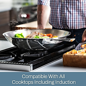 All-Clad D3 3-Ply Stainless Steel Wok 14-Inch, Induction Compatible, Oven Broiler Safe 600F, Stir-Fry Pan, Fast and Even Heat, Cookware, Frying Pan, Kitchen Essential, Pots and Pans, Silver