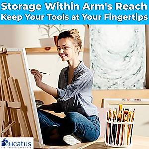 Eucatus Fast-Dry, Easy-Access Paint Brush Holder. Best Desk Organizer or Art Supplies Caddy for Home, School or Office. Store and Dry Makeup or Art Brushes, Scissors, Craft Tools and Accessories