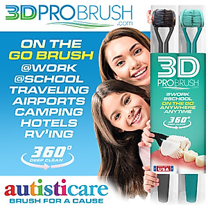 3D Pro Brush | 3-Sided Toothbrush | 3X Clean Two-Pack | 360 Gum Massage Triple Deep Clean Ultra Soft Replacement Heads Tongue Scraper Sustainable Sensory Gift Oral Health Care Travel Three Made in USA