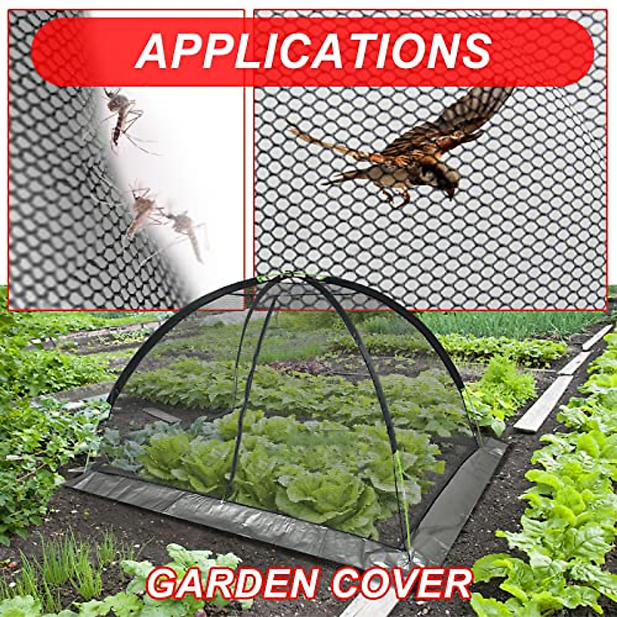 Kapler Pond Garden Cover 12x9FT Garden Net Dome Pond Covers for Outdoor Ponds with Zipper and Stakes, Pond Cover for Fish Shade Leaves, Nylon Mesh Protection Pond Netting Tent for Garden Yard Pool
