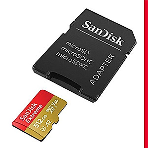 SanDisk 512GB Extreme microSDXC UHS-I Memory Card with Adapter - Up to 160MB/s, C10, U3, V30, 4K, A2, Micro SD - SDSQXA1-512G-GN6MA