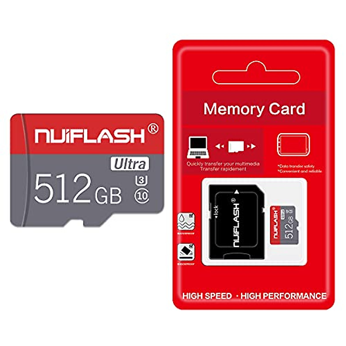 512GB MicroSDXC Memory Card Micro SD Card,TF Card 512GB High Speed Class 10 with SD Card Adapter