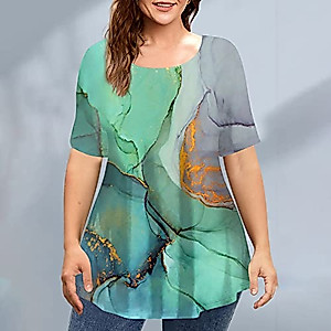 3/4 Sleeve Tops for Women Summer Women Western Tops Sparkly Crop Tops for Women Party Black Tunic Tshirts for Women Lace Blouses for Women Plus Size（1-Cyan,X-Large）