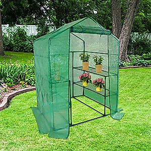 Walk-in Greenhouse Replacement Cover with Roll-Up Zipper Door-56x56x76 Inch PE Plant Gardening Greenhouse Cover for Gardening Plants Cold Frost Protection Wind Rain Proof(Frame Not Include)