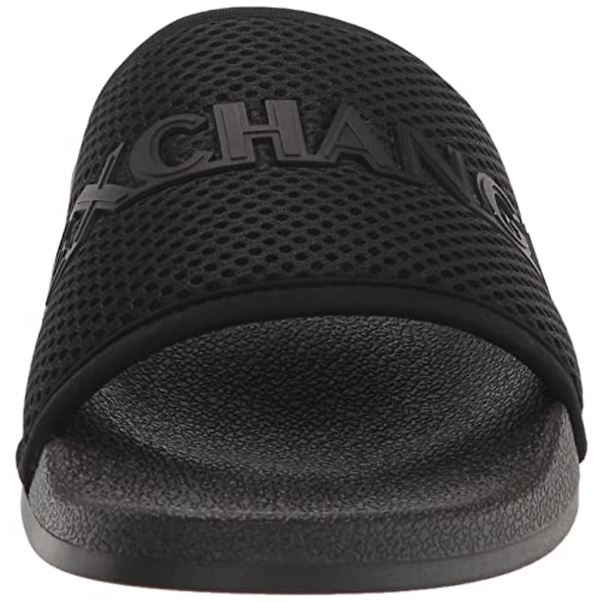 A|X ARMANI EXCHANGE Men's Mesh Rubber Logo Pool Slide Sandal, Black+Black, 7