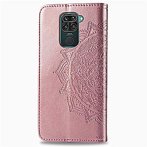 Asdsinfor Compatible with Xiaomi Redmi Note 9 Case Stylish Advanced Wallet Case Credit Cards Slot with Stand for PU Leather Shockproof Flip Magnetic Compatible with Redmi 10X 4G Mandala Rose Gold SD