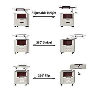 sogesfurniture Height Adjustable Nightstand Movable Bedroom Side Table Overbed Bedside Table Stackable End Table Cabinet for Storage,Black BHUS-CT1-MP-N