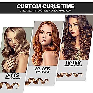 MIUOPUR Automatic Hair Curling Iron with Ceramic Ionic Barrel, Smart Anti-Stuck, Auto Rotating Hair Curling Wand with Temperature Display and Timer, Professional Hair Curler Styling Tool.