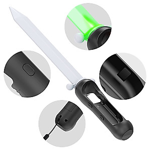 FYOUNG LED Game Sword for Switch/Switch OLED Joy Cons, Hand Grip Sword for The Legend of Zelda: Skyward Sword HD 2021/ Swith Sport Game 2022 Accessories, ONLY for Right Joy Con (Black)